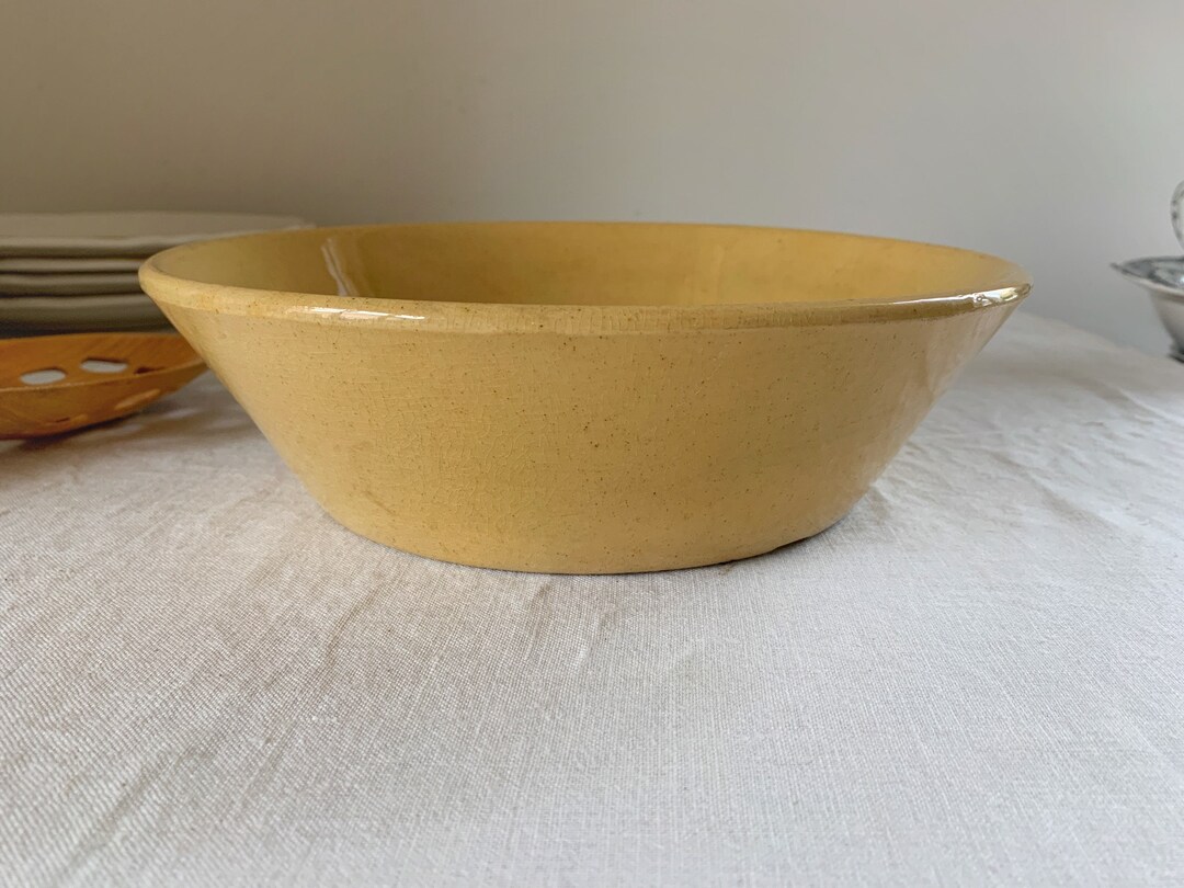 Antique Yellow Ware Milk Pan Bowl - Etsy