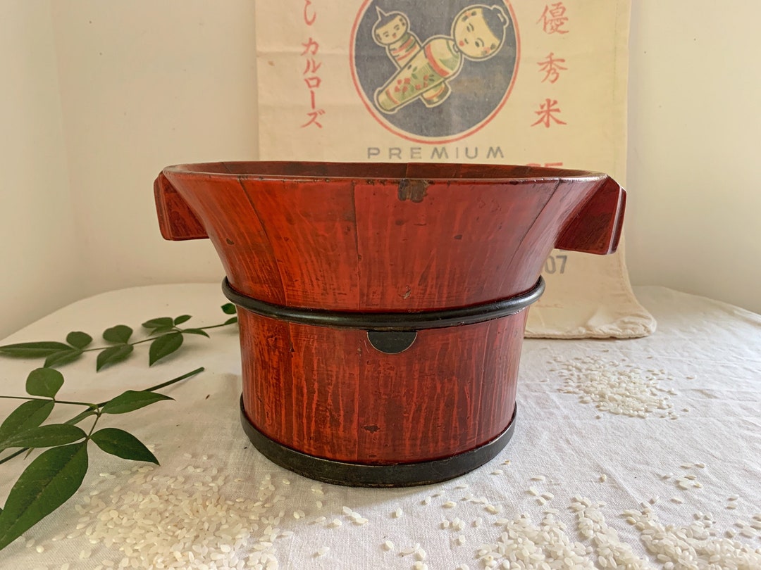 Antique Carved Asian Rice Bucket - Etsy