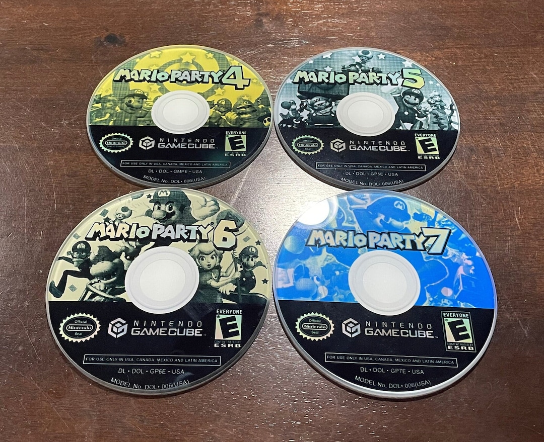 Mario Party Gamecube Disc Coasters - Tempered Glass- Mario Party 4, Mario Party 5, Mario Party 6 ...