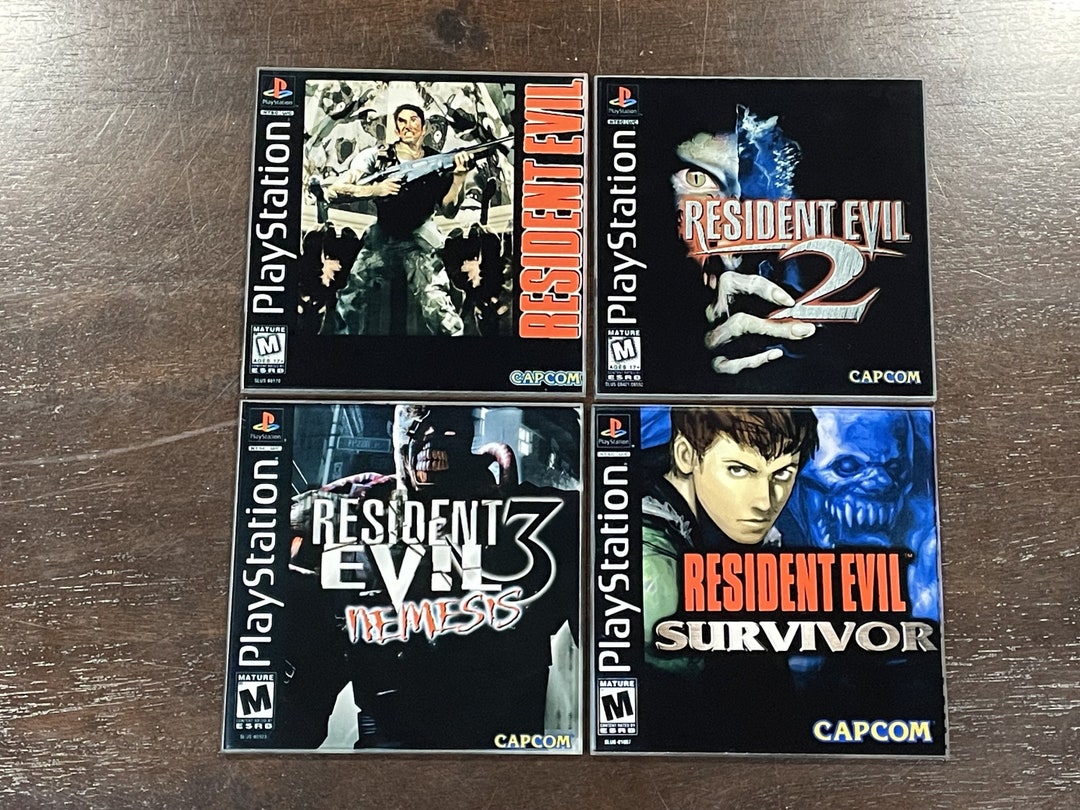 Resident Evil Playstation One Glass Coaster Set - Sony Resident Evil 1 ...