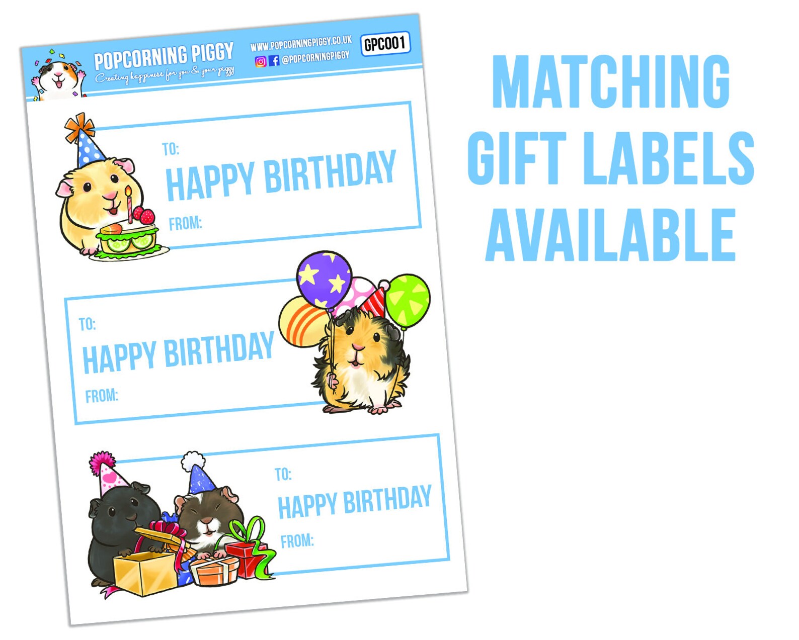 Cute Animal Birthday Card A6 Blank Inside For Your Own | Etsy