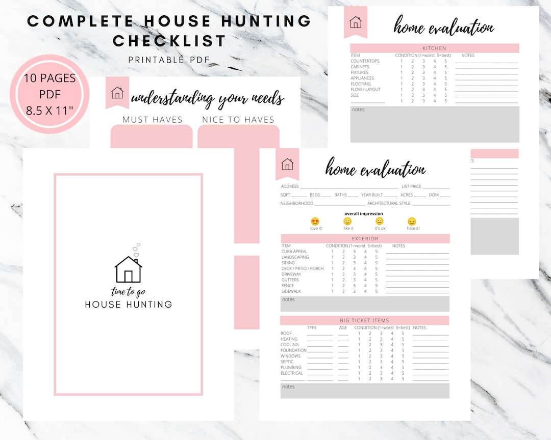 House Hunting Rating Guide & Checklist Printable PDF | Home Buyer ...