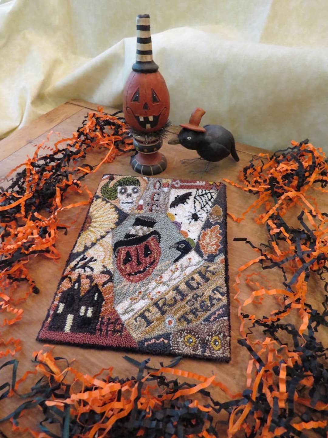 HALLOWEEN Collage...punch Needle Crazy Quilt Pattern - Etsy