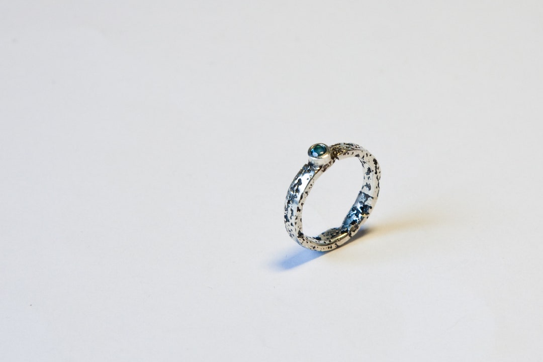 Silver Design Ring With Oxidized Parts and London Naturald Topaz and ...