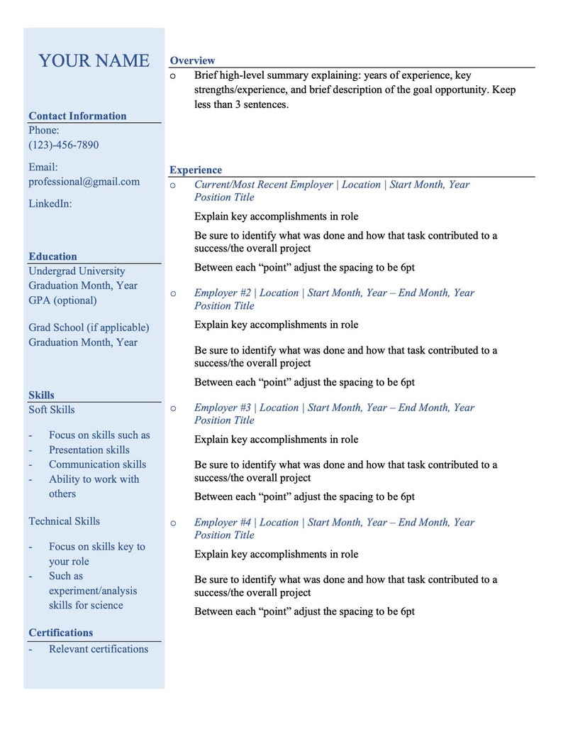 General Resume Template - Etsy