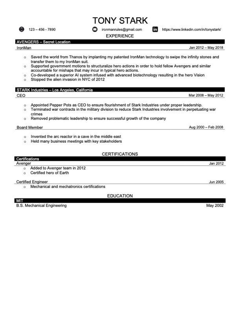 Experienced Resume or CV - Etsy