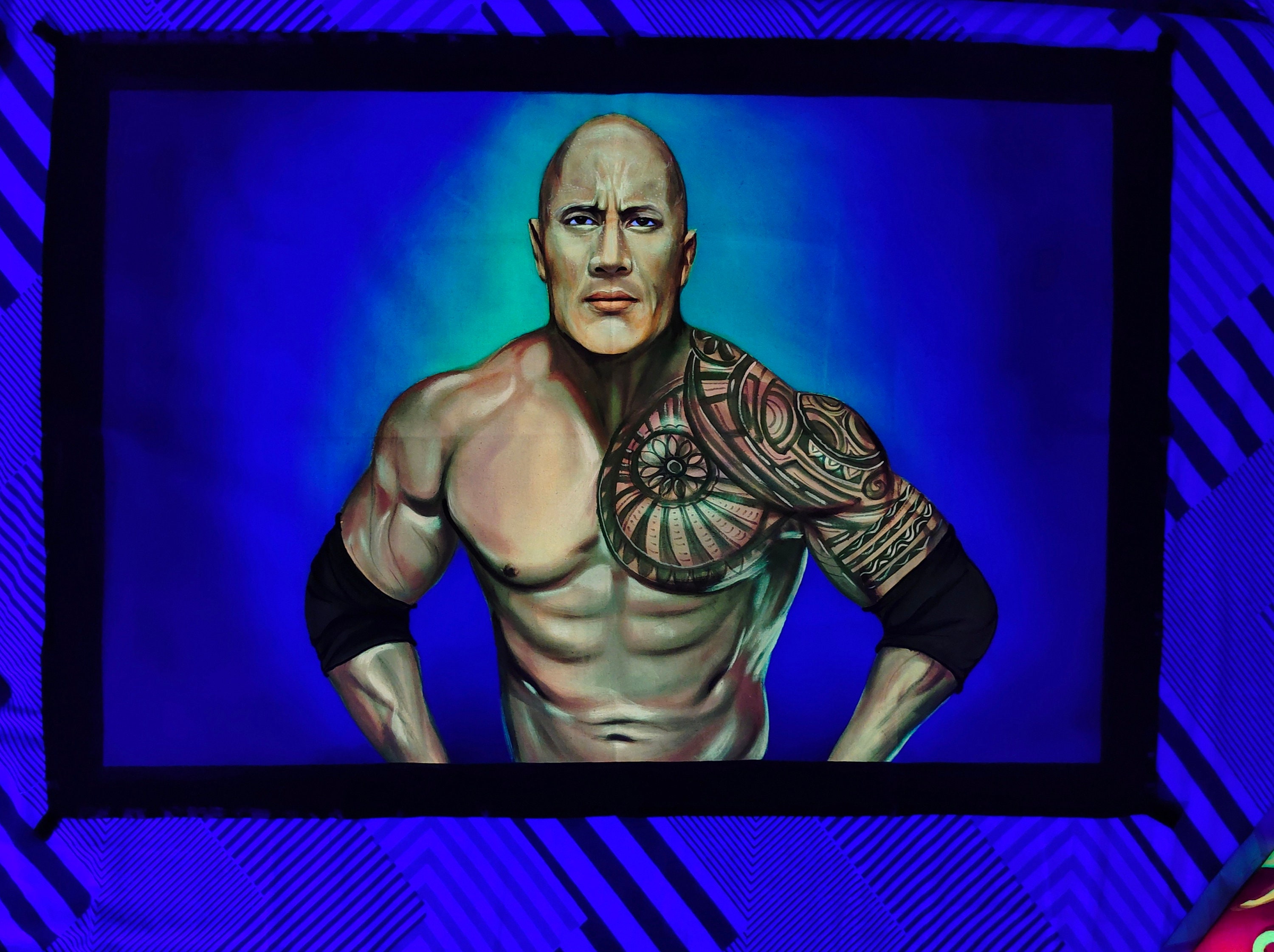 Dwayne Johnson The Rock Portrait Painting Fluorescent | Etsy