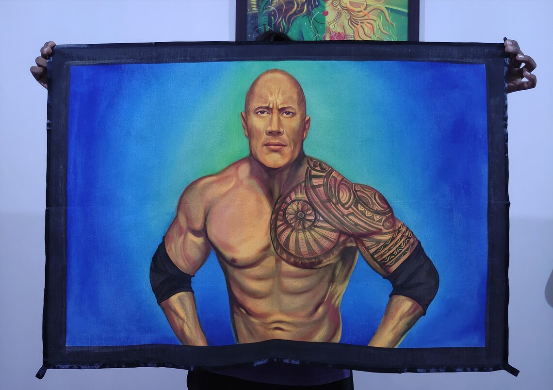 Dwayne Johnson the Rock Portrait Painting Fluorescent | Etsy
