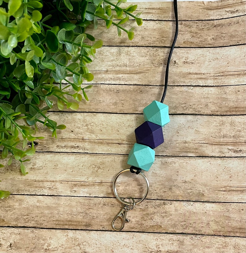 Custom Wooden Beaded Lanyards / Teacher Beaded Lanyards / Name Tag ...