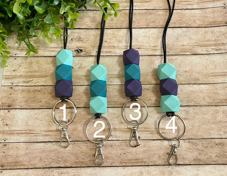 Custom Wooden Beaded Lanyards / Teacher Beaded Lanyards / Name Tag ...