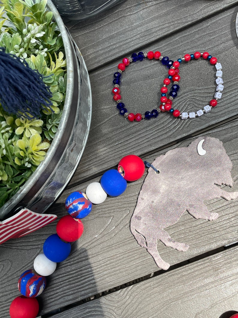 Buffalo-themed Garland With Hand-painted Wooden Beads/ Gifts for the ...