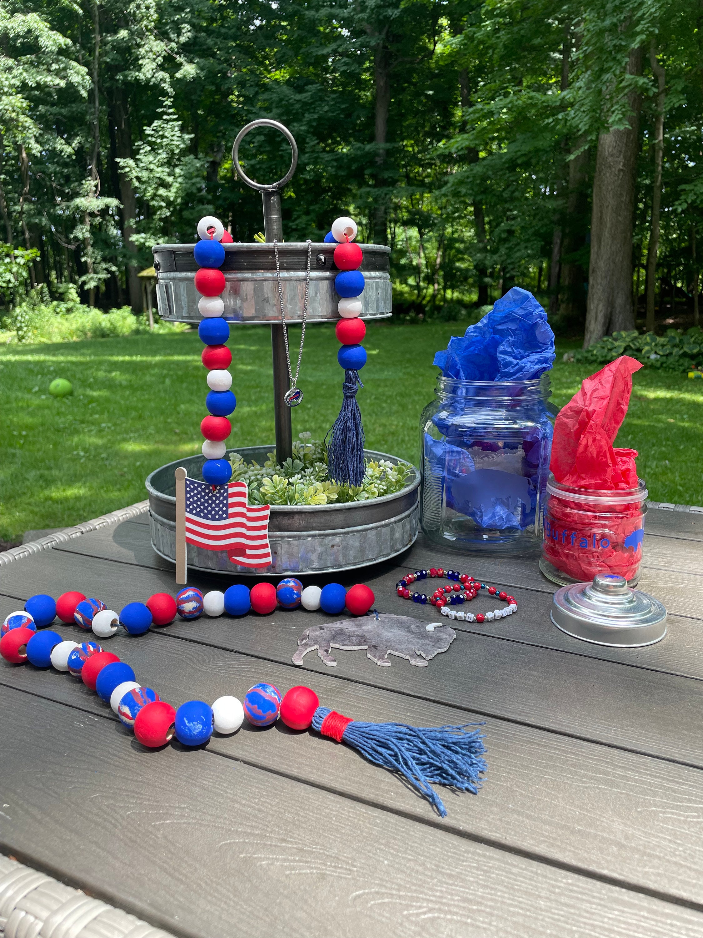 Buffalo-themed Garland With Hand-painted Wooden Beads/ Gifts for the ...