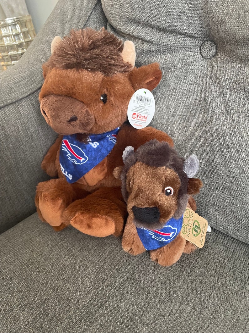 Stuffed Bison With Buffalo Themed Bandana (blue) / Extremely Soft ...