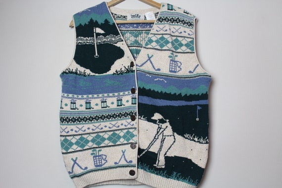 Vintage Northern Reflections Golf Pattern Vest - Gem