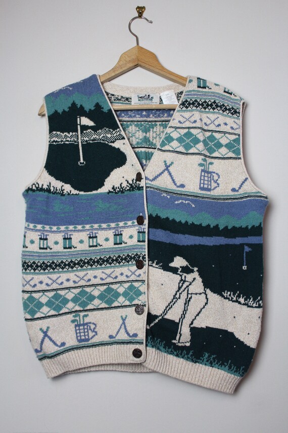 Vintage Northern Reflections Golf Pattern Vest - Gem