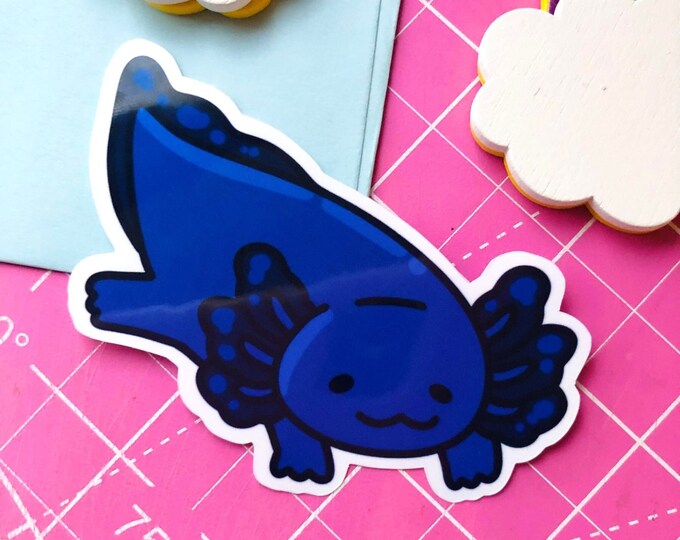 Blue Axolotl Sticker - Etsy