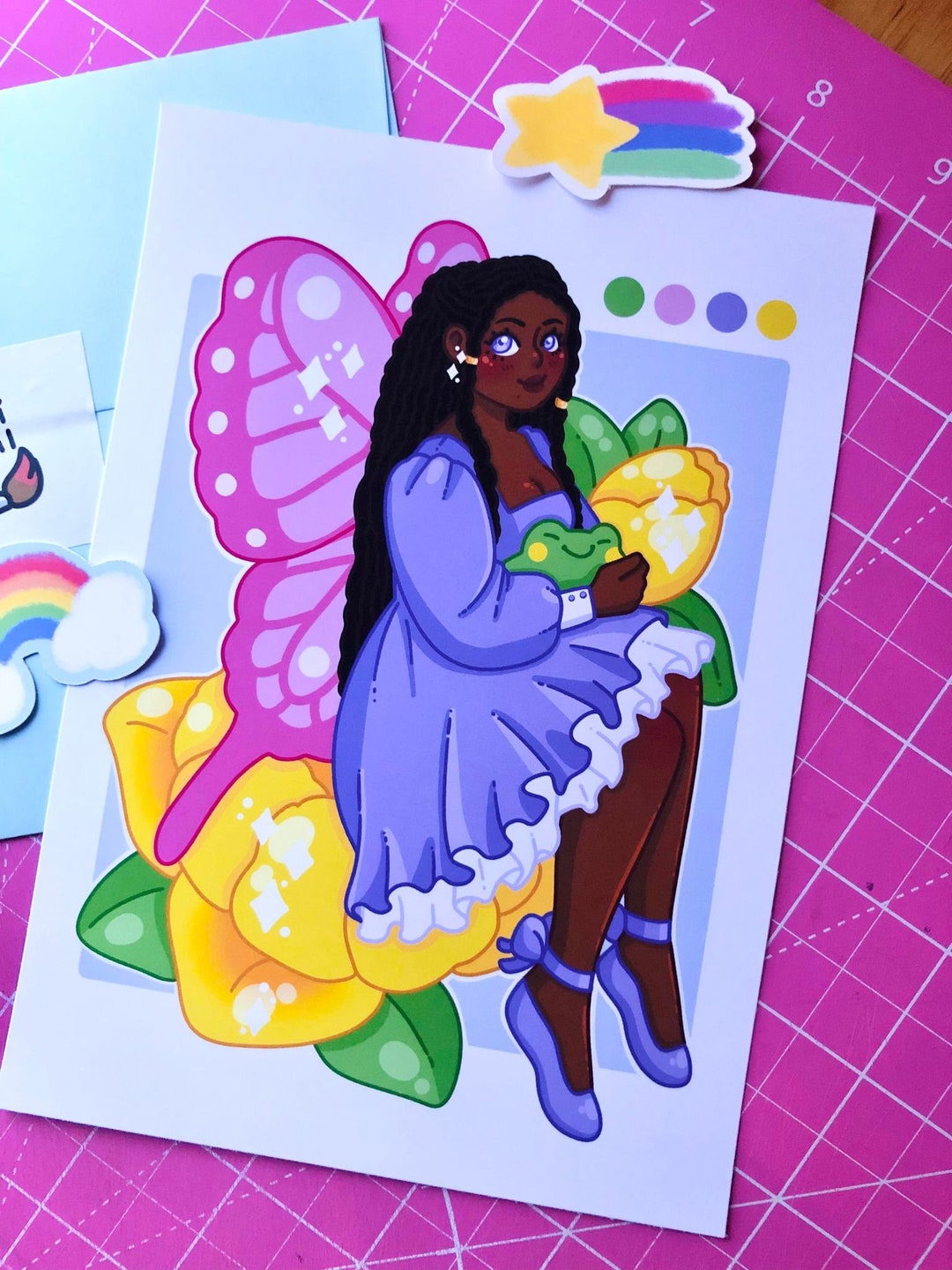 Pink Fairy Art Print - Etsy