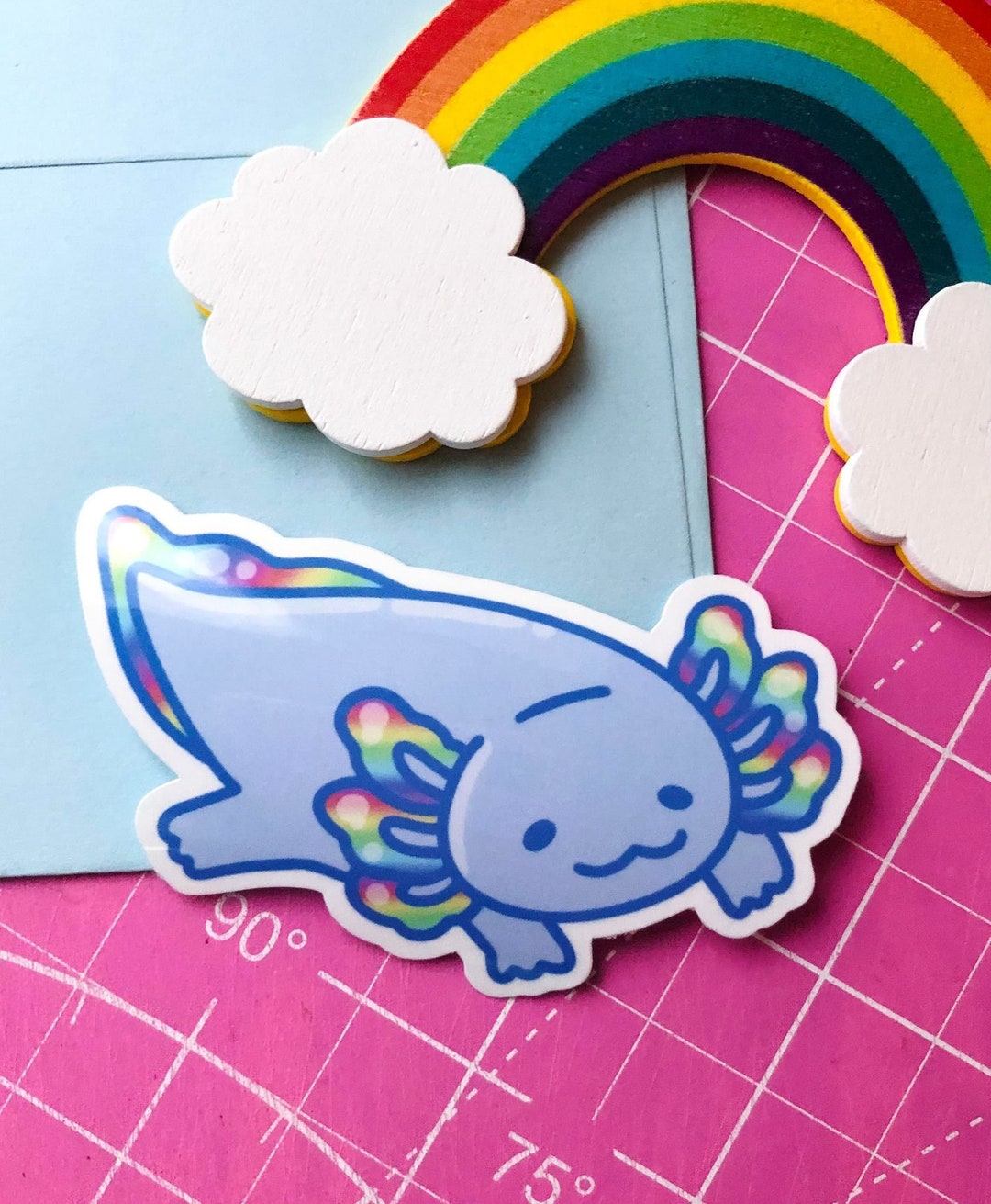 Rainbow Axolotl Sticker - Etsy