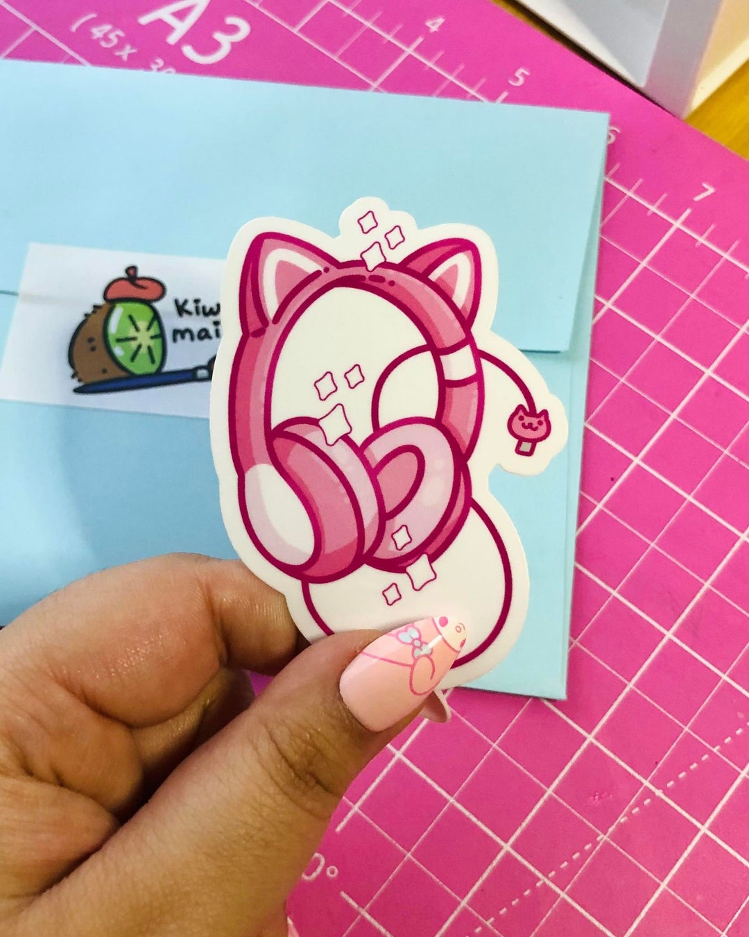 Cat Headset Sticker - Etsy
