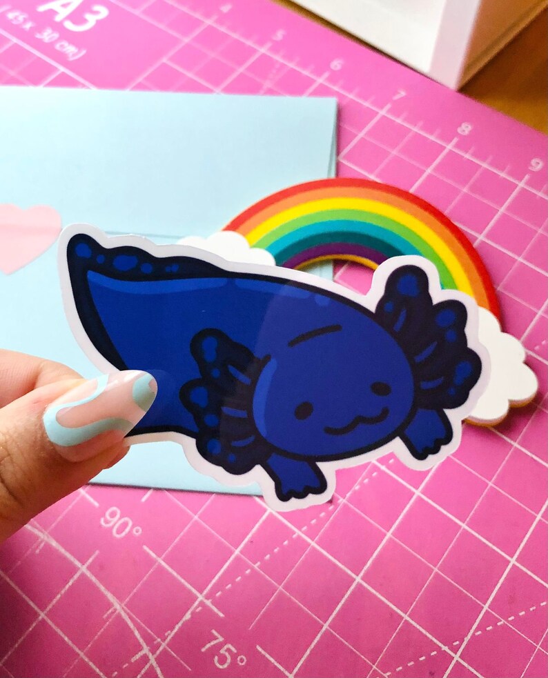 Blue Axolotl Sticker | Etsy