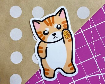 Crying Cat Thumbs up Vinyl Sticker, Funny Sticker, Cat Sticker, Meme ...