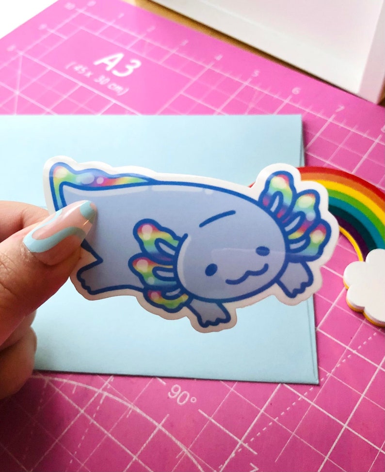 Rainbow Axolotl Sticker - Etsy