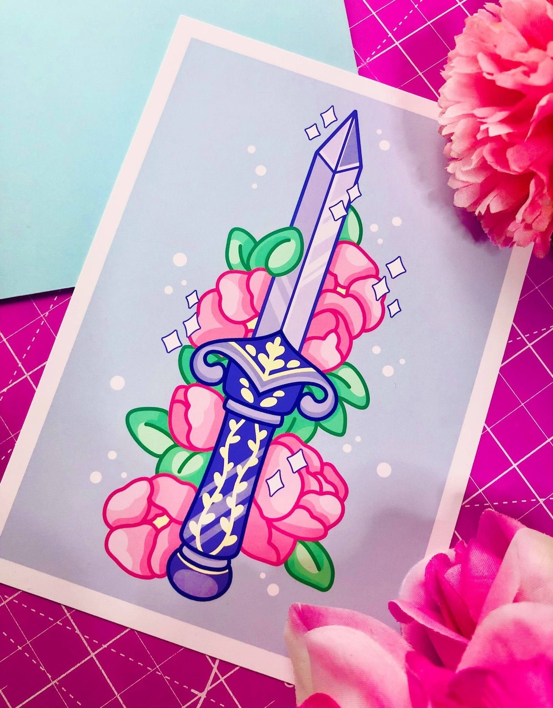 Blue Dagger Art Print - Etsy