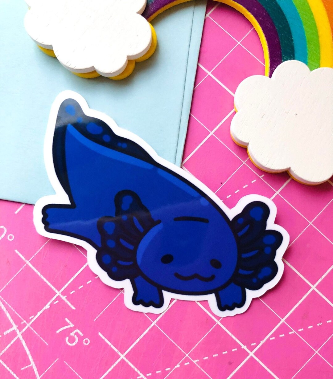 Blue Axolotl Sticker - Etsy