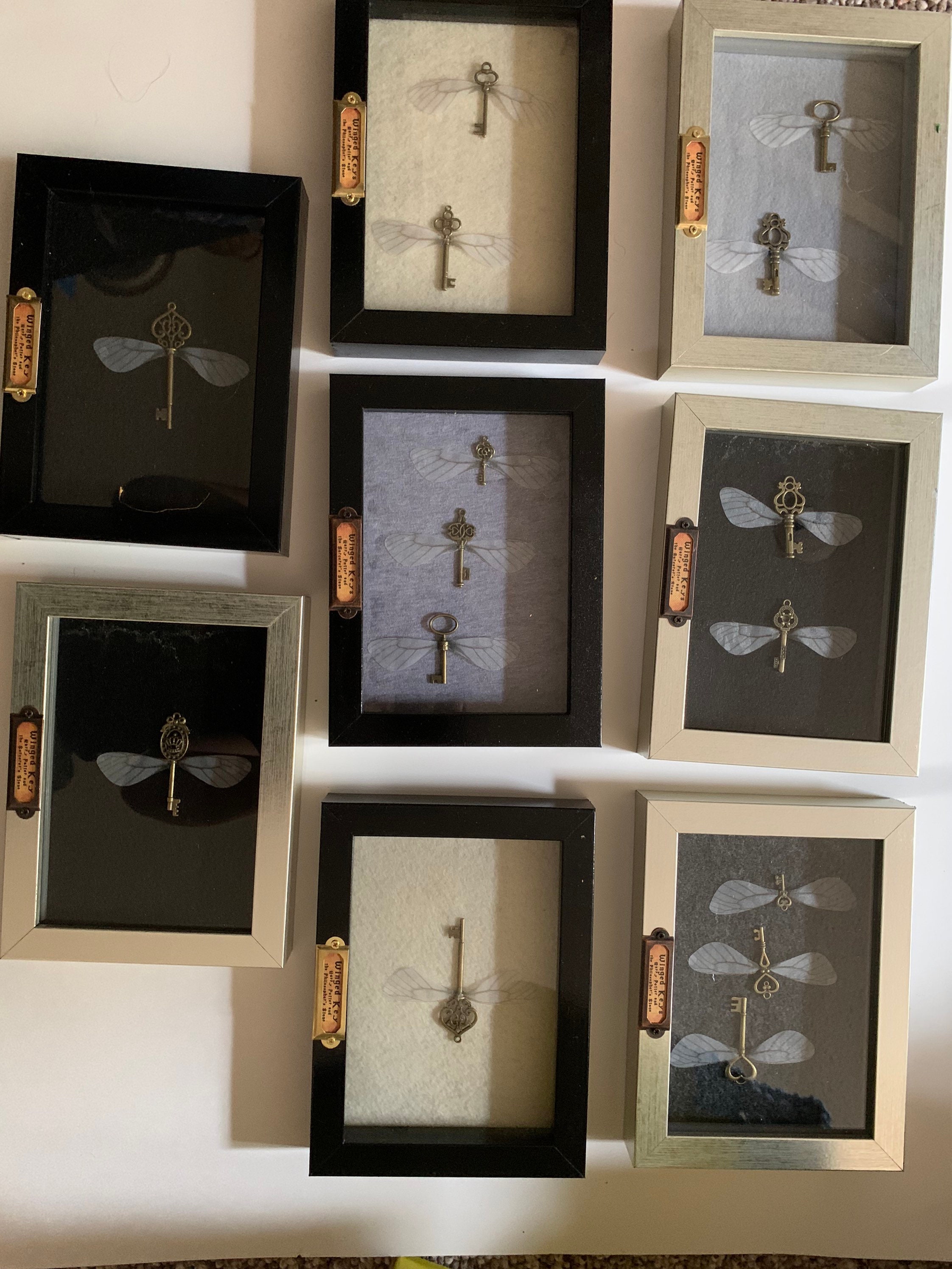 Winged Key Displays With REAL Antique Skeleton Keys, Wizard Inspired ...