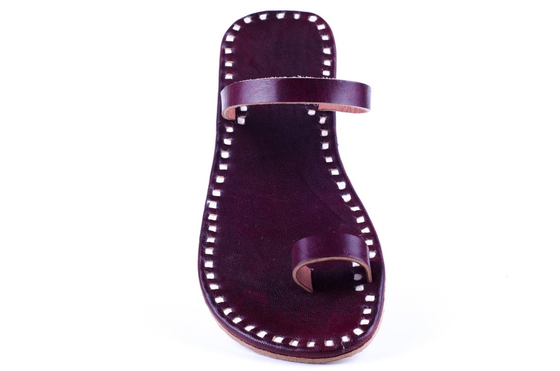 Handmade Treasuree Toe Ring Slides Leather Flip Flop Women - Etsy