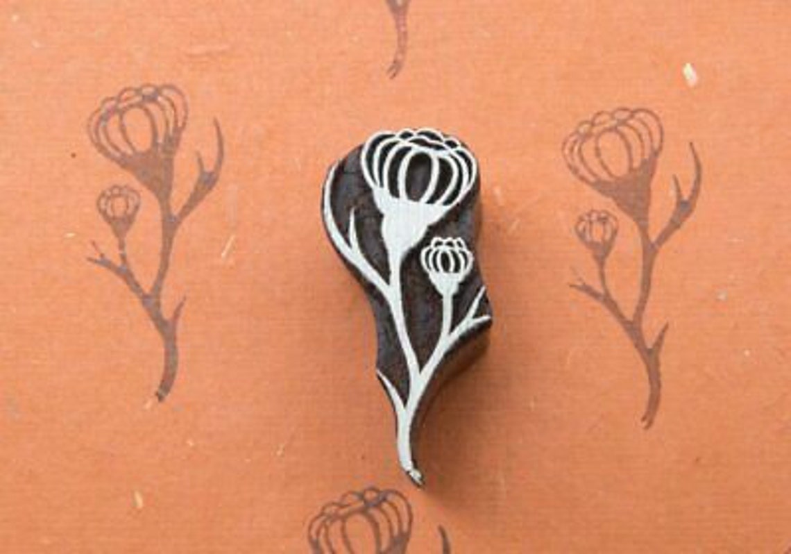 Wood Flower Block Wood Block Print Stamp Handmade Block - Etsy