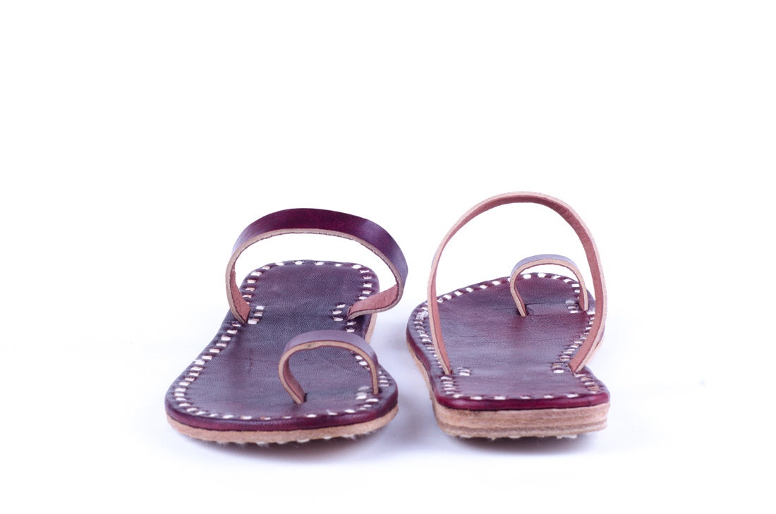 Handmade Treasuree Toe Ring Slides Leather Flip Flop Women - Etsy