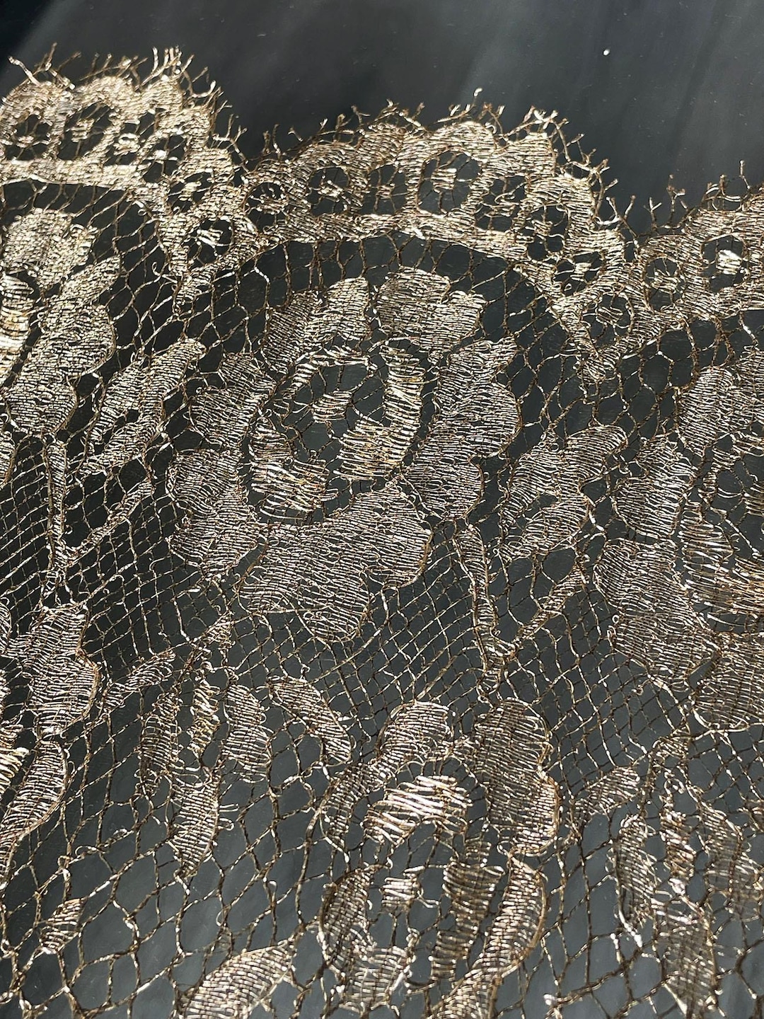Antique Gold Metallic Lace French Sample Piece - Etsy