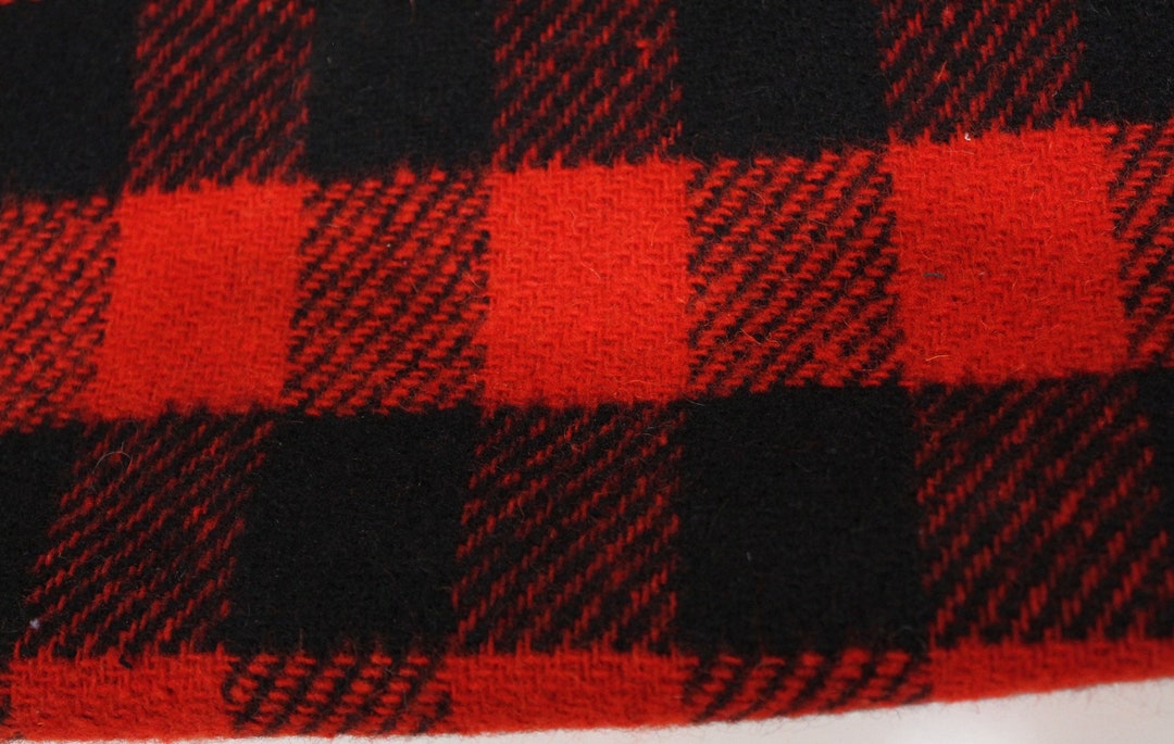 Black Red Checked Wool Flannel X 58 Wide by the Yard Suiting Quilting ...