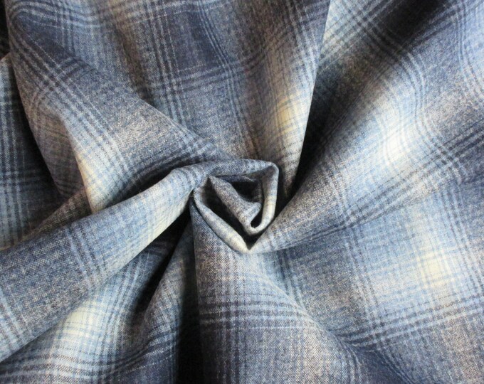 Black and Blue Plaid Pendleton Flannel Fabric 30 X 58"! Suiting ...