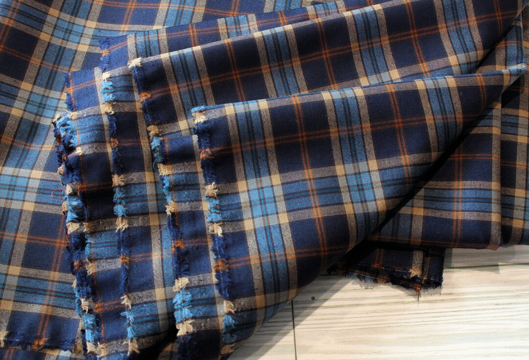 Blue and Brown Pendleton Worsted Fabric by the Yard 58 Wide - Etsy