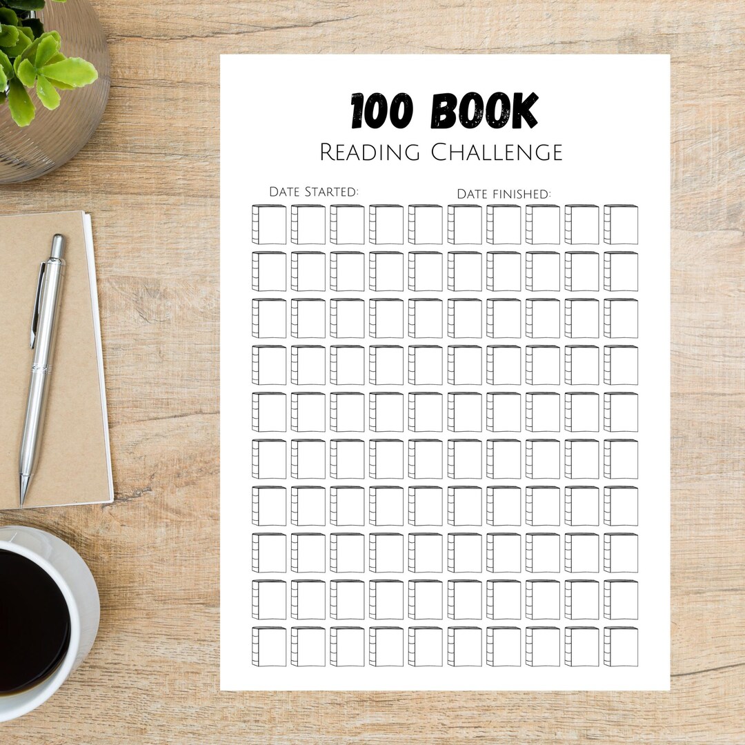 100 Book Reading Challenge L Printable Sheets L Instant Download PDF L ...