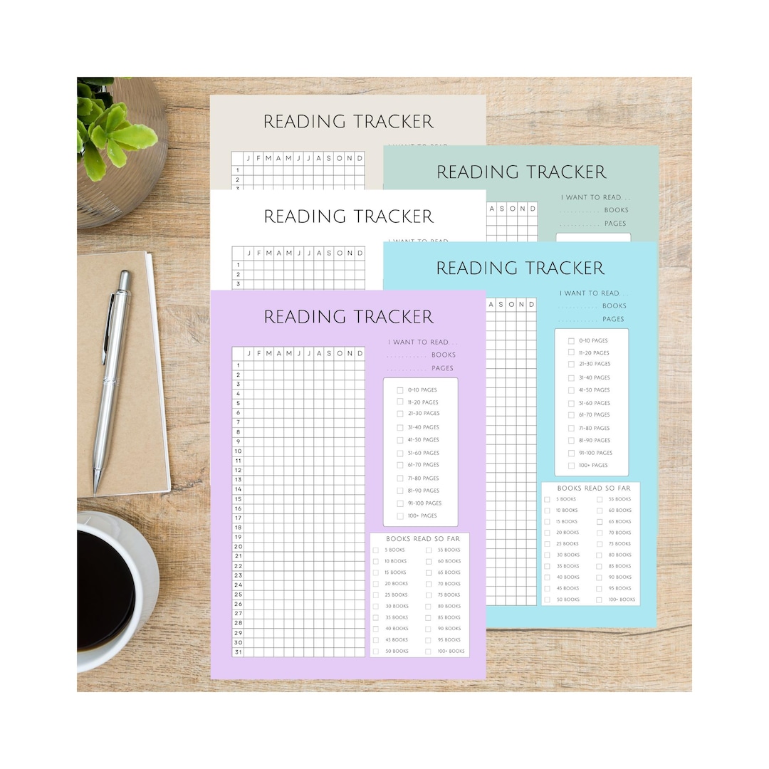 Printable Daily Reading Tracker Bundle L Log 100 Books L Pages Read per ...