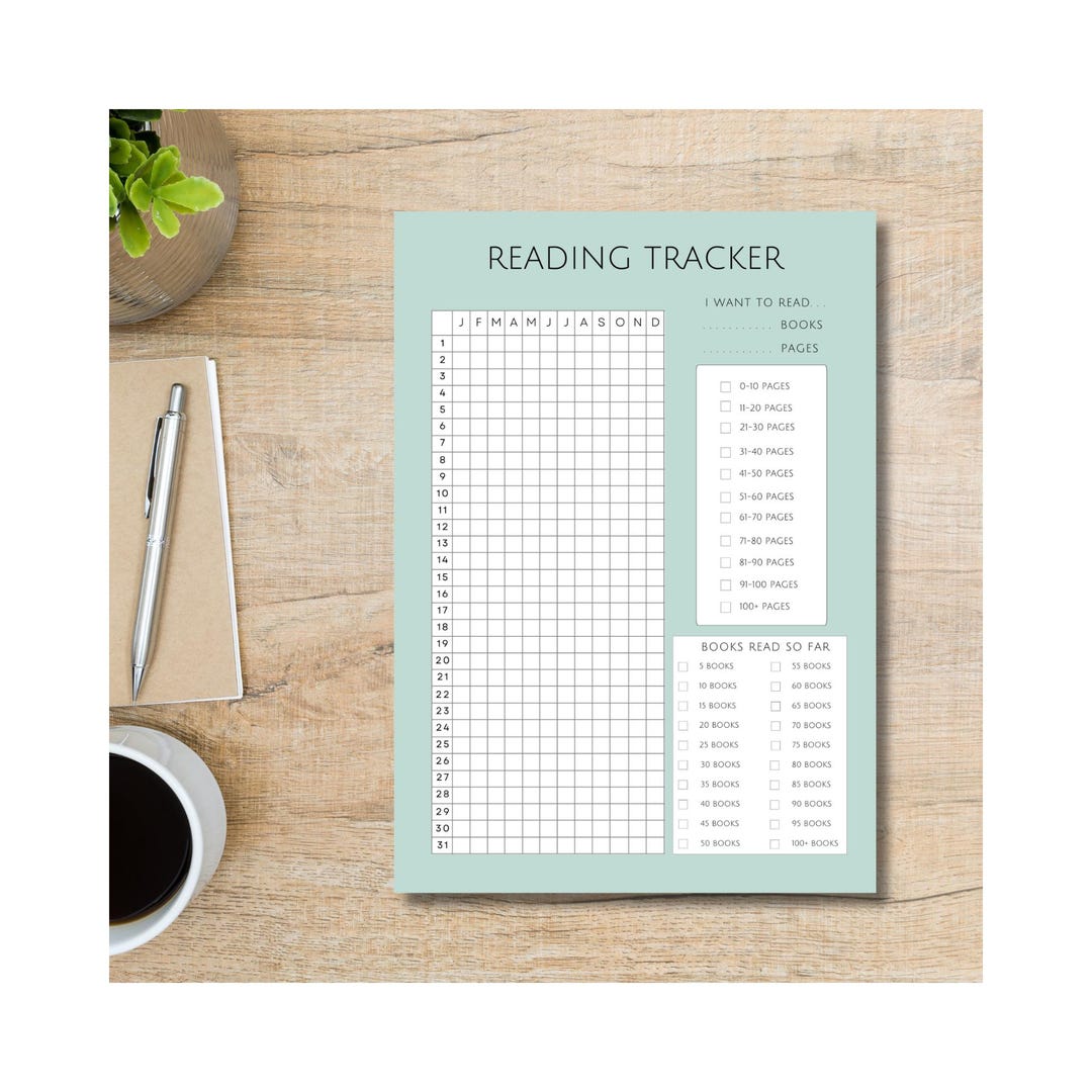 Printable Daily Reading Tracker L Log 100 Books L Pages Read per Day L ...