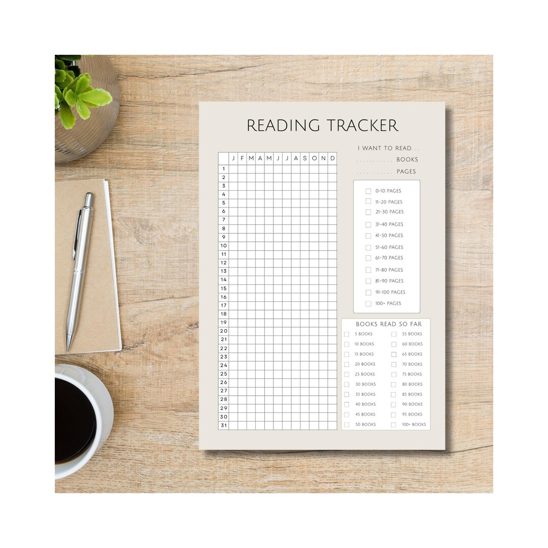 A4 Printable Daily Reading Tracker L Log 100 Books L Pages Read per Day ...