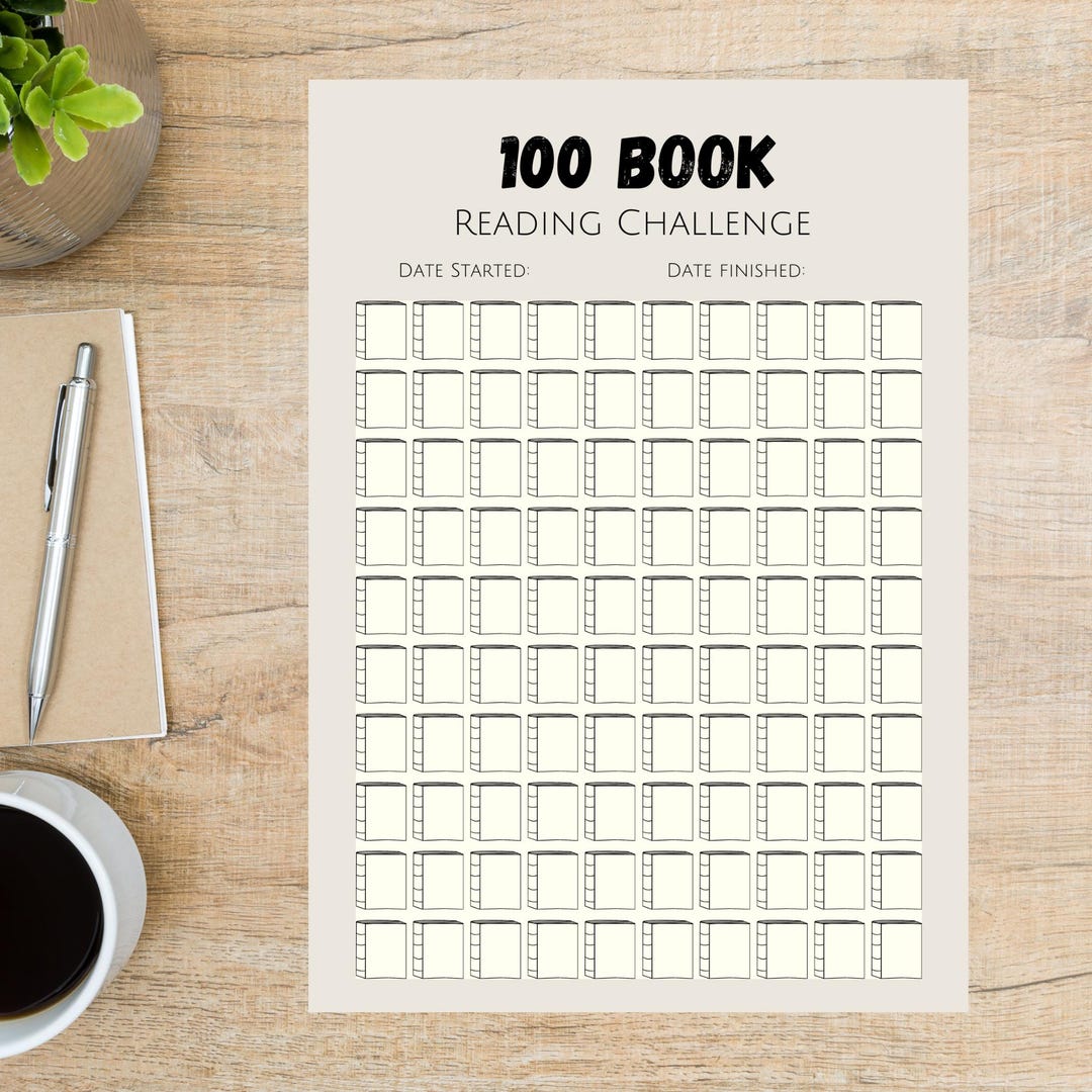100 Book Reading Challenge L Printable Sheets L Instant Download PDF L ...