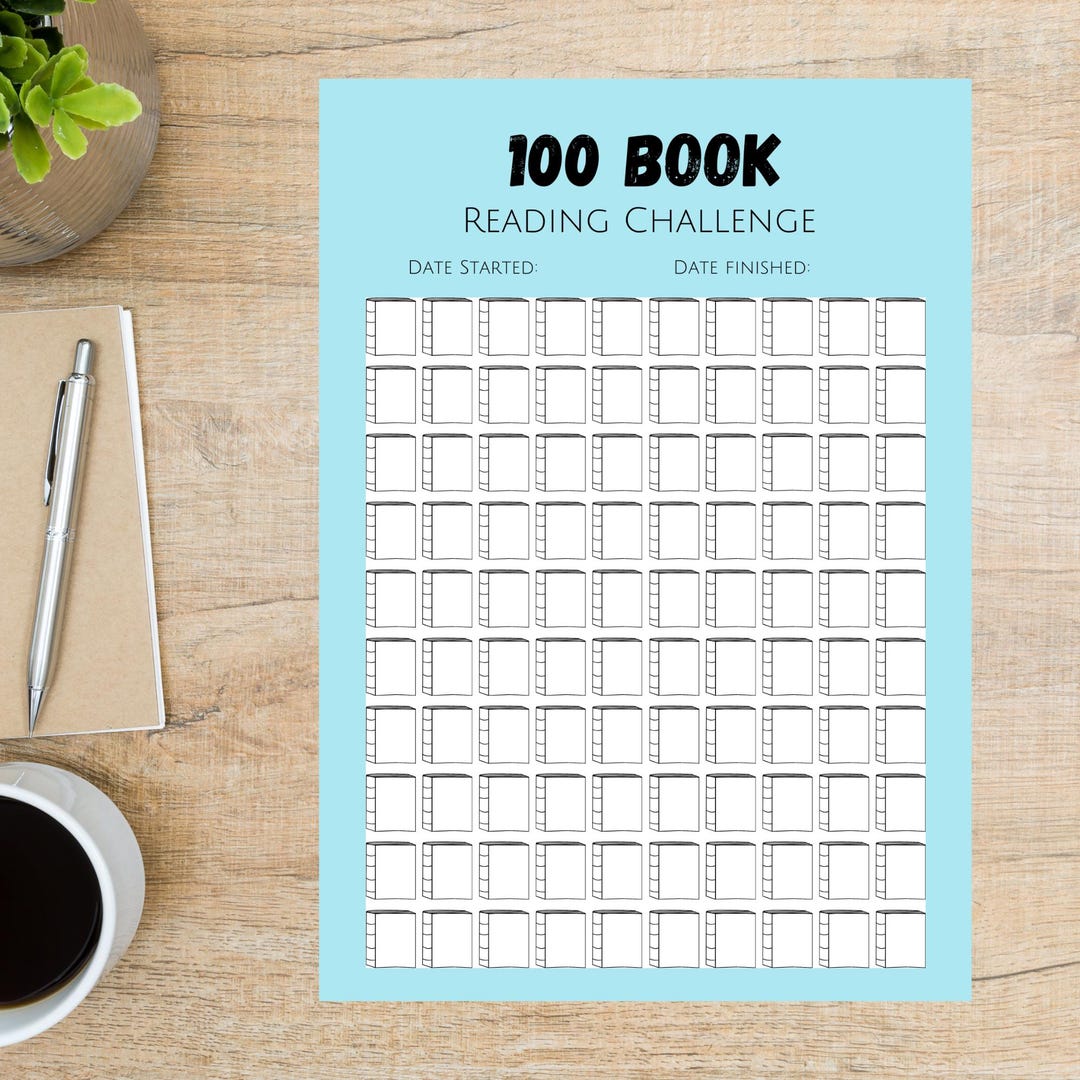 100 Book Reading Challenge L Printable Sheets L Instant Download PDF L ...