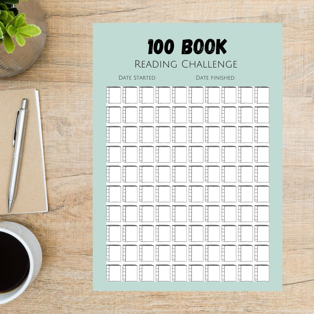 100 Book Reading Challenge L Printable Sheets L Instant Download PDF L ...