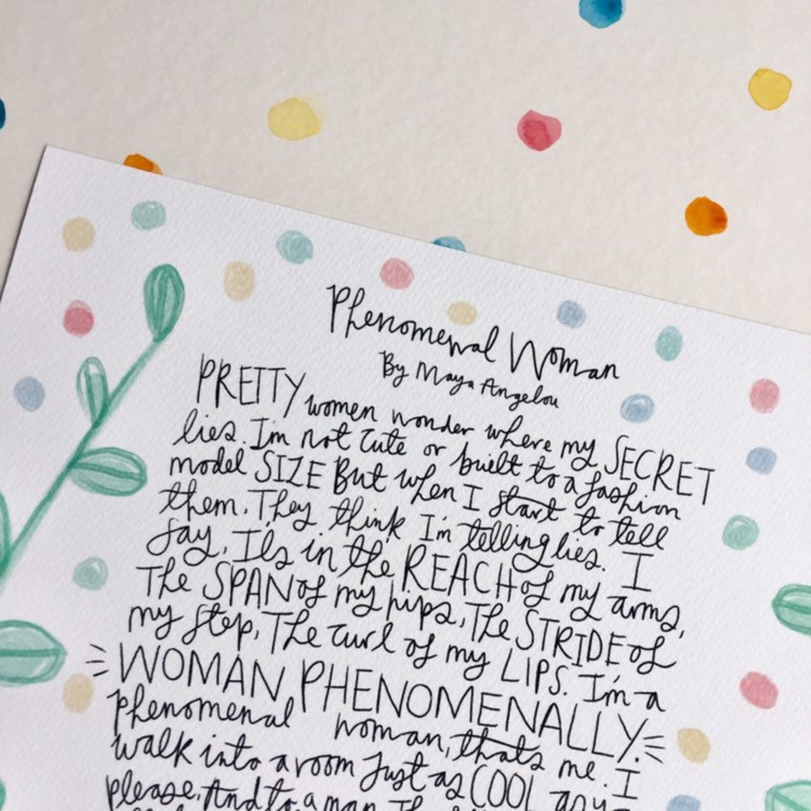 Phenomenal Woman by Maya Angelou Print | Etsy