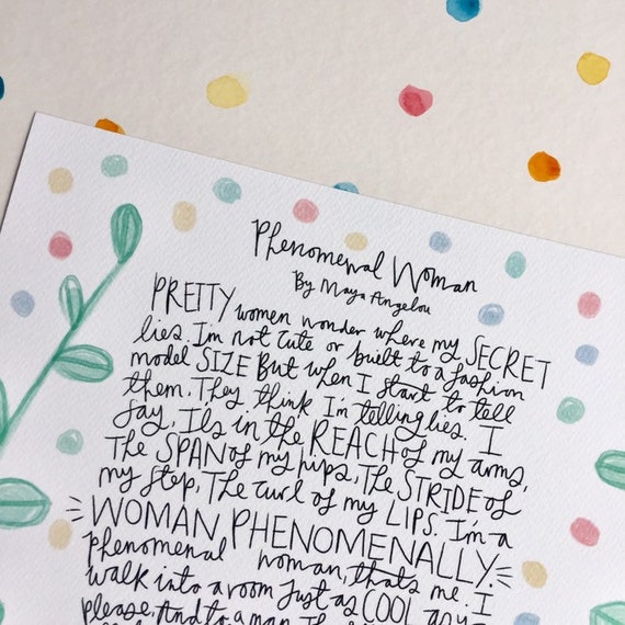 Phenomenal Woman by Maya Angelou Print | Etsy