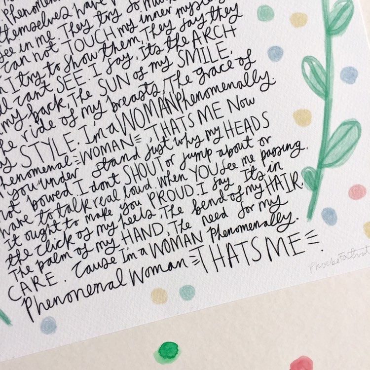 Phenomenal Woman by Maya Angelou Print | Etsy