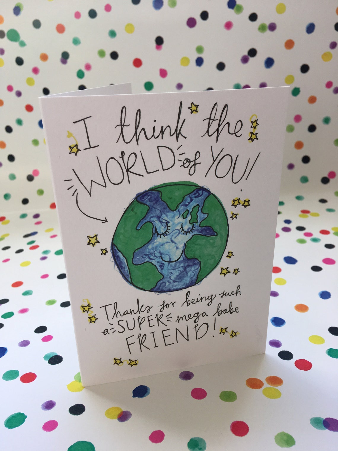 A6 Greetings Card 'I Think the World of You' - Etsy UK