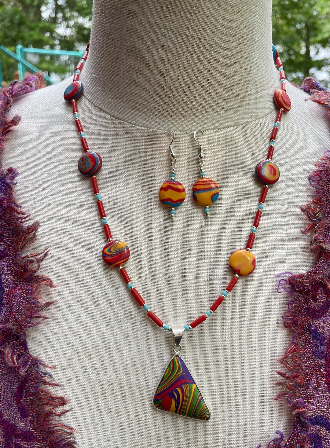 FUNKY FUN - but Delicate. Lowilite Calsilica Handmade Pendant Strung ...