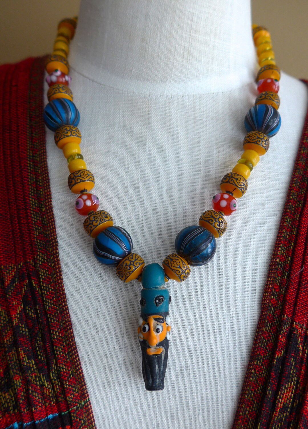 Handmade Phoenician Islamic Mask Glass Face Pendant. Nepalese Glass ...