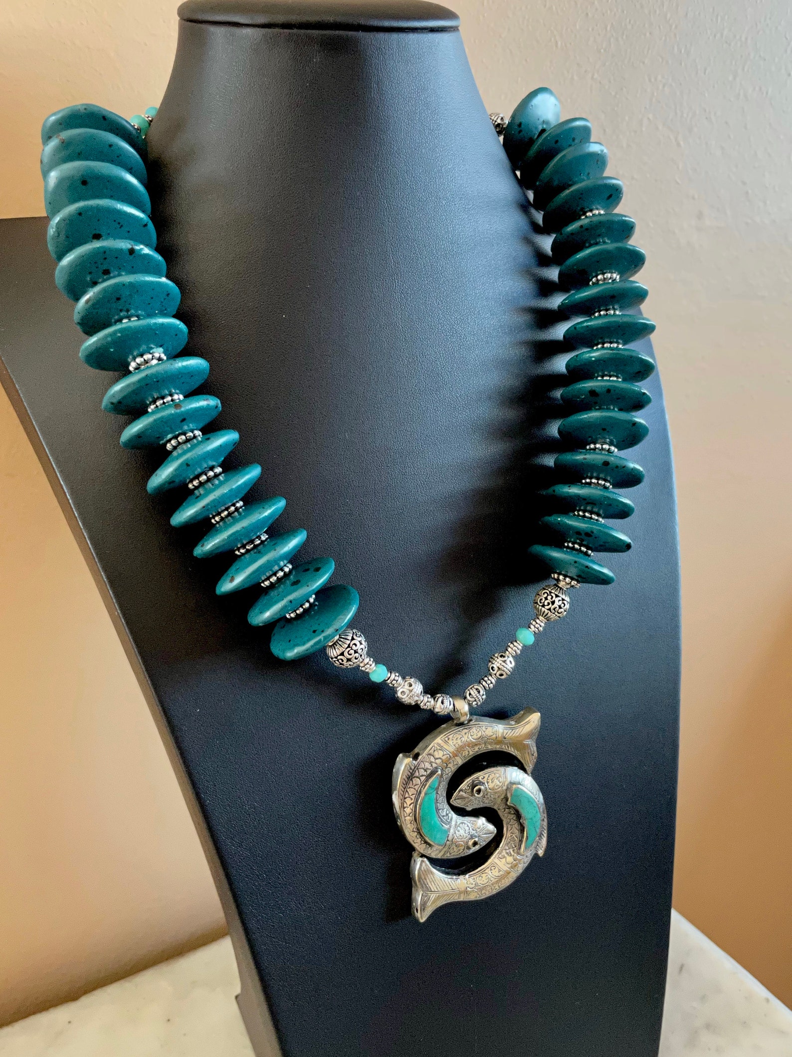 Coupled Fish Tribal Pendant, Kuchi Nomad Ethnic Handmade Tribal Jewelry ...